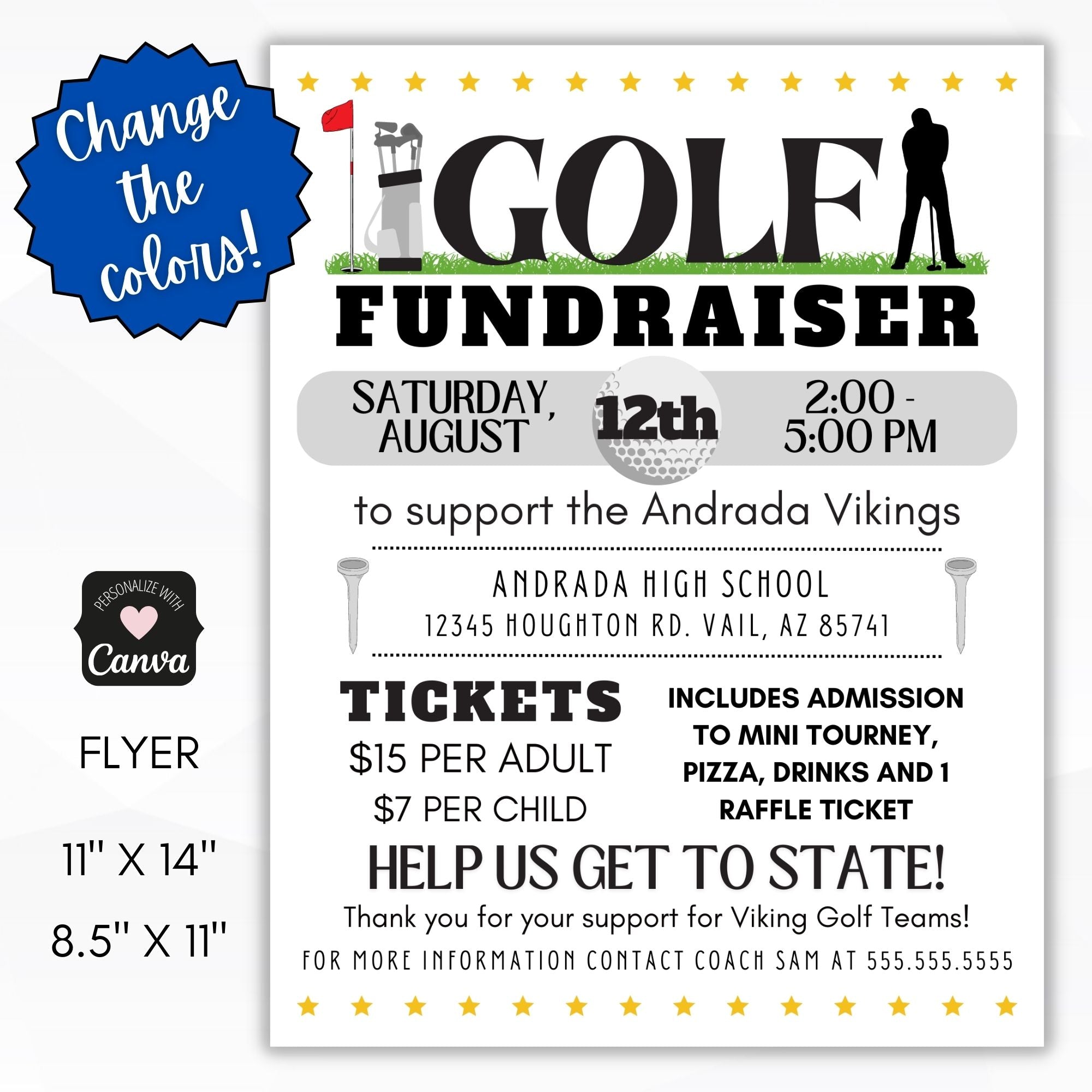 Customizable Golf Fundraiser Flyer – Simple Desert Designs