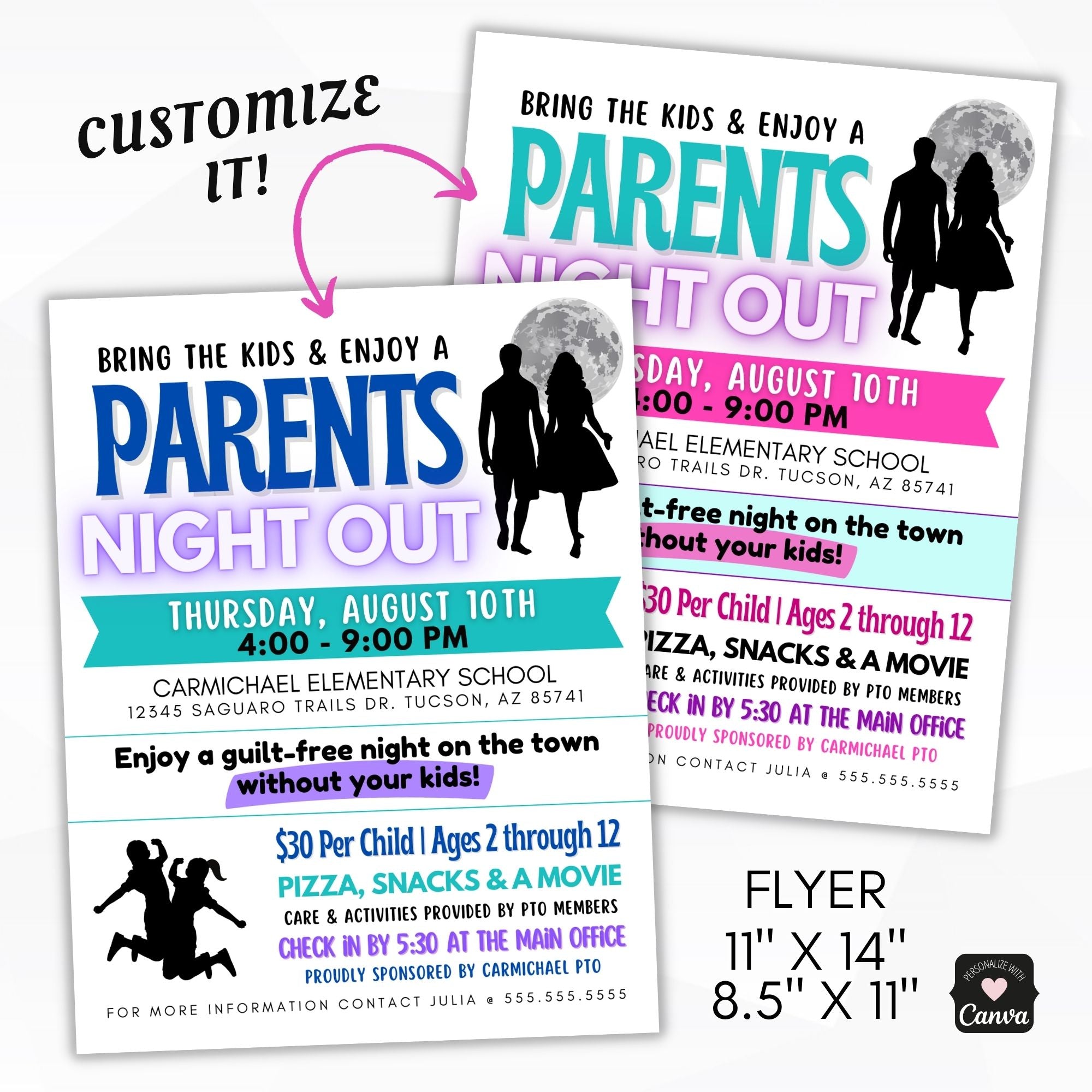 Parents Night Out Flyer Template – Simple Desert Designs
