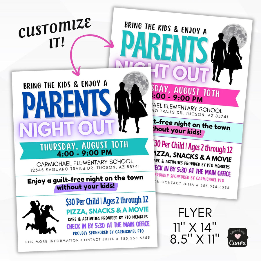 Parents Night Out Flyer Template – Simple Desert Designs
