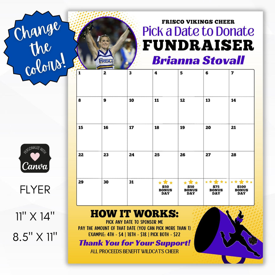 Cheer Calendar Fundraiser Template – Simple Desert Designs