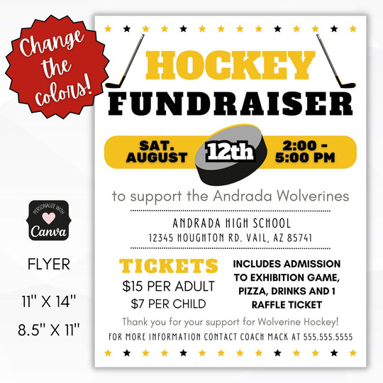 Editable Hockey Fundraiser Flyer – Simple Desert Designs