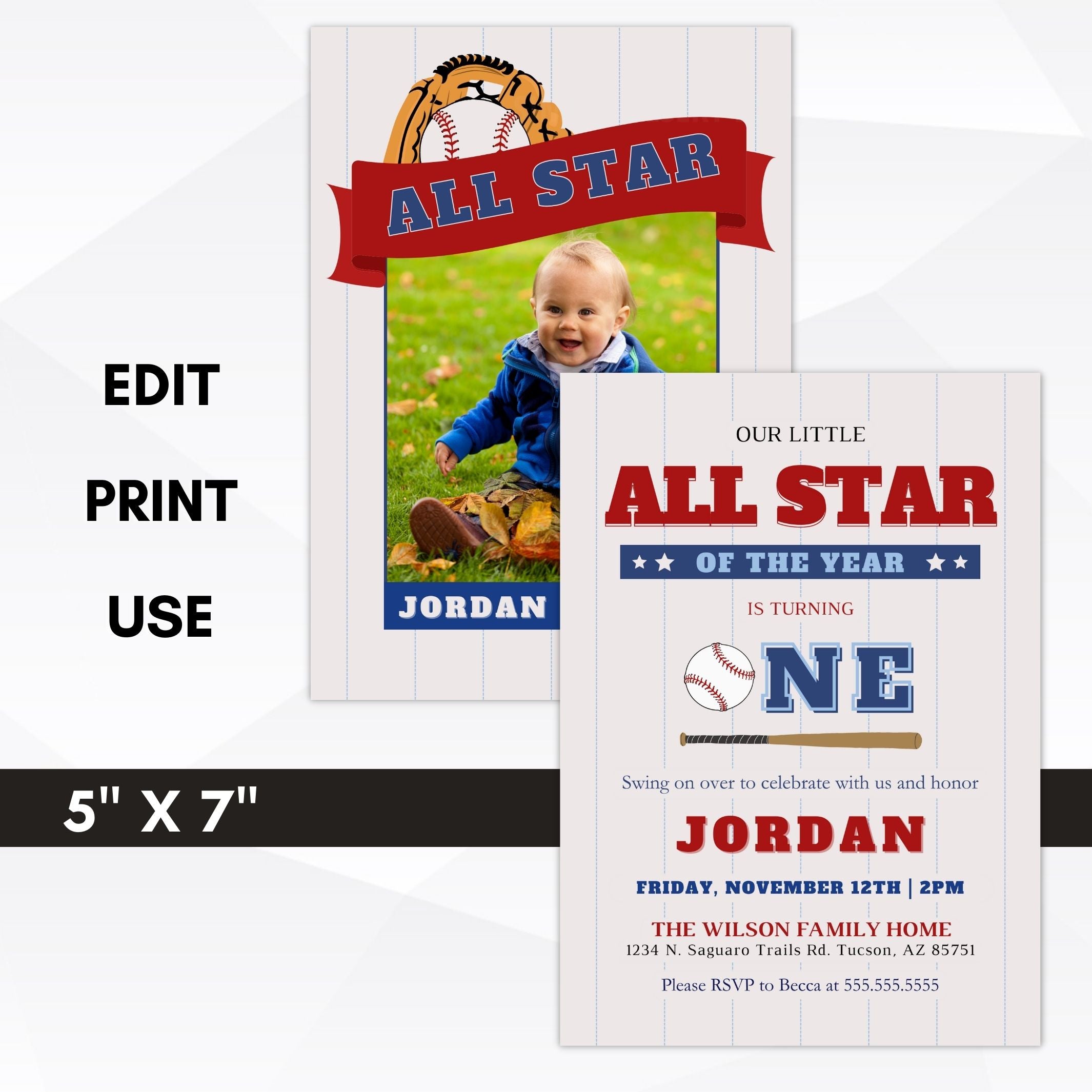 All Star First Birthday Party Invite – Simple Desert Designs