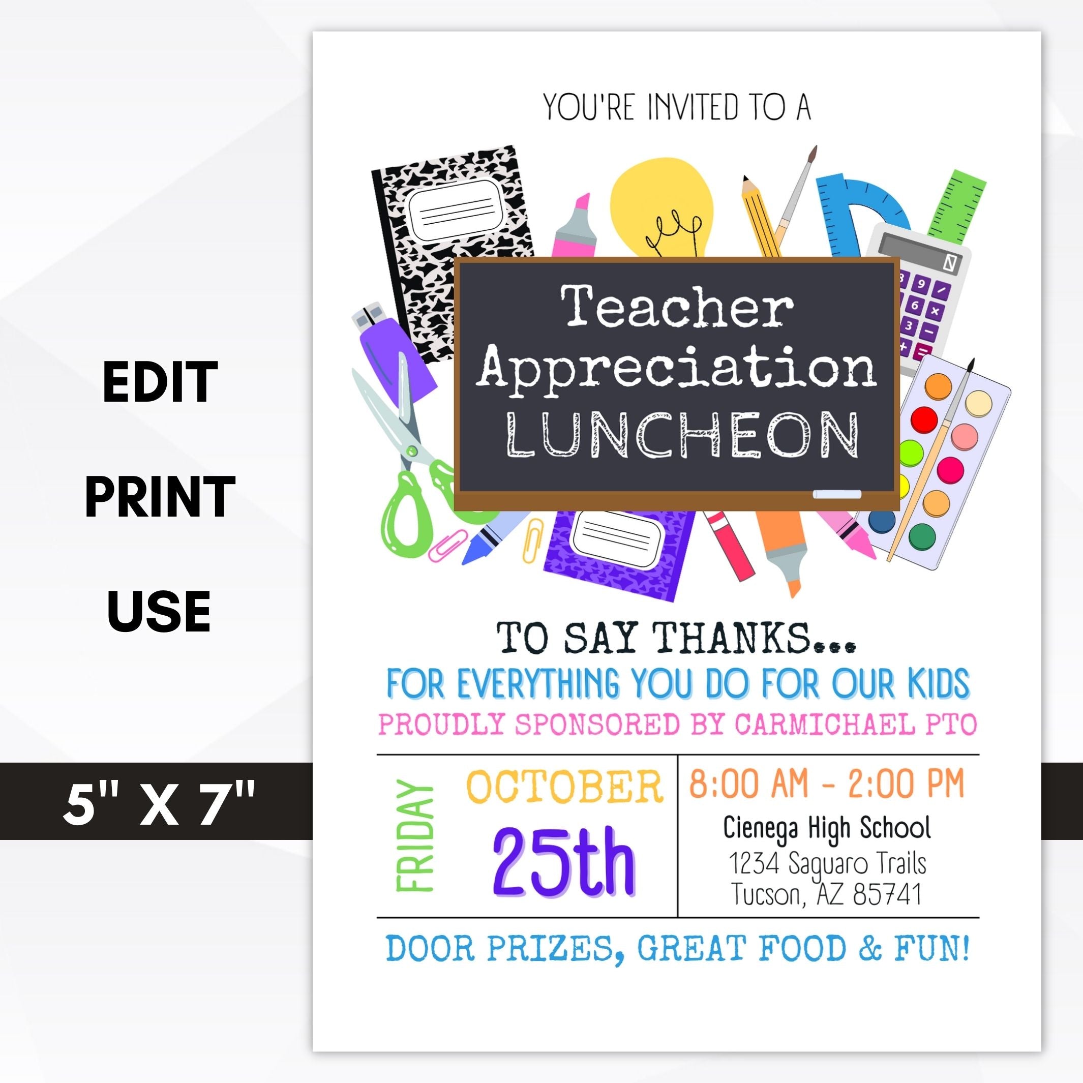 Fun Teacher Appreciation Luncheon Invite – Simple Desert Designs