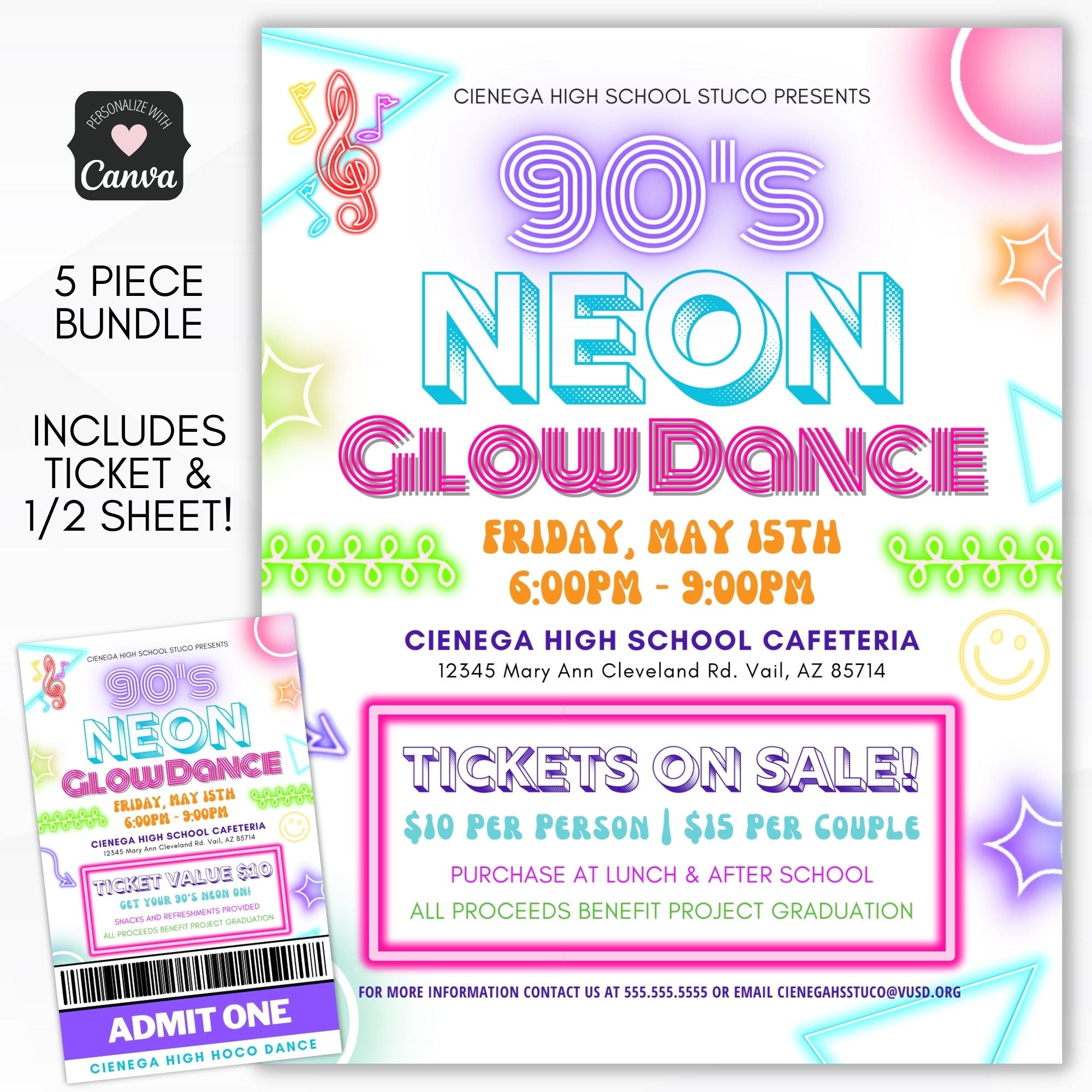 Neon Decades Dance Flyer Bundle – Simple Desert Designs
