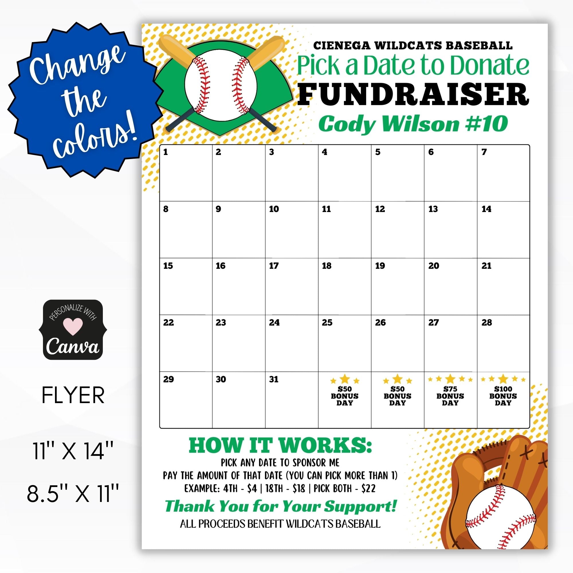 Customizable Baseball Calendar Fundraiser – Simple Desert Designs