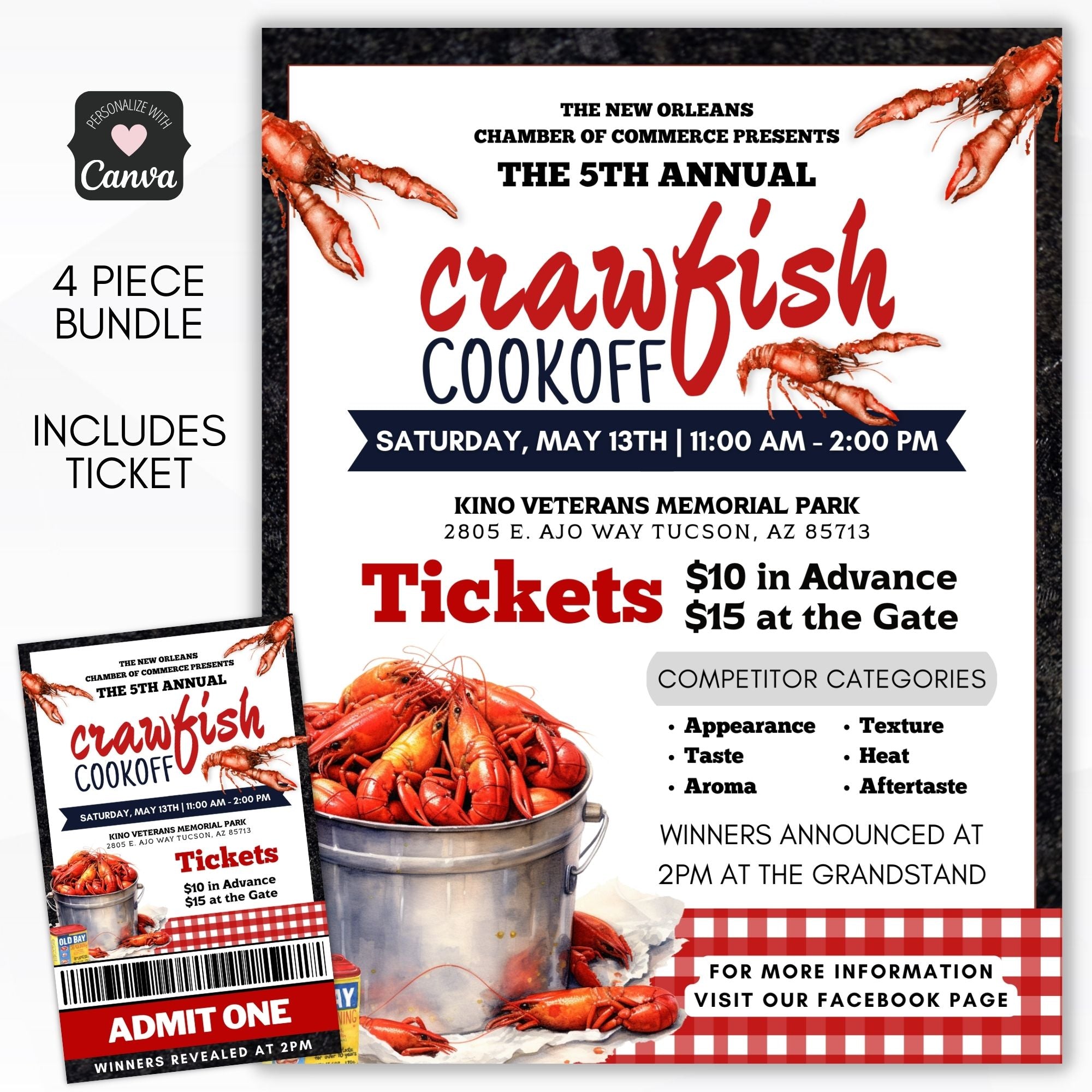 Crawfish Boil Flyer Poster Ticket Bundle – Simple Desert Designs