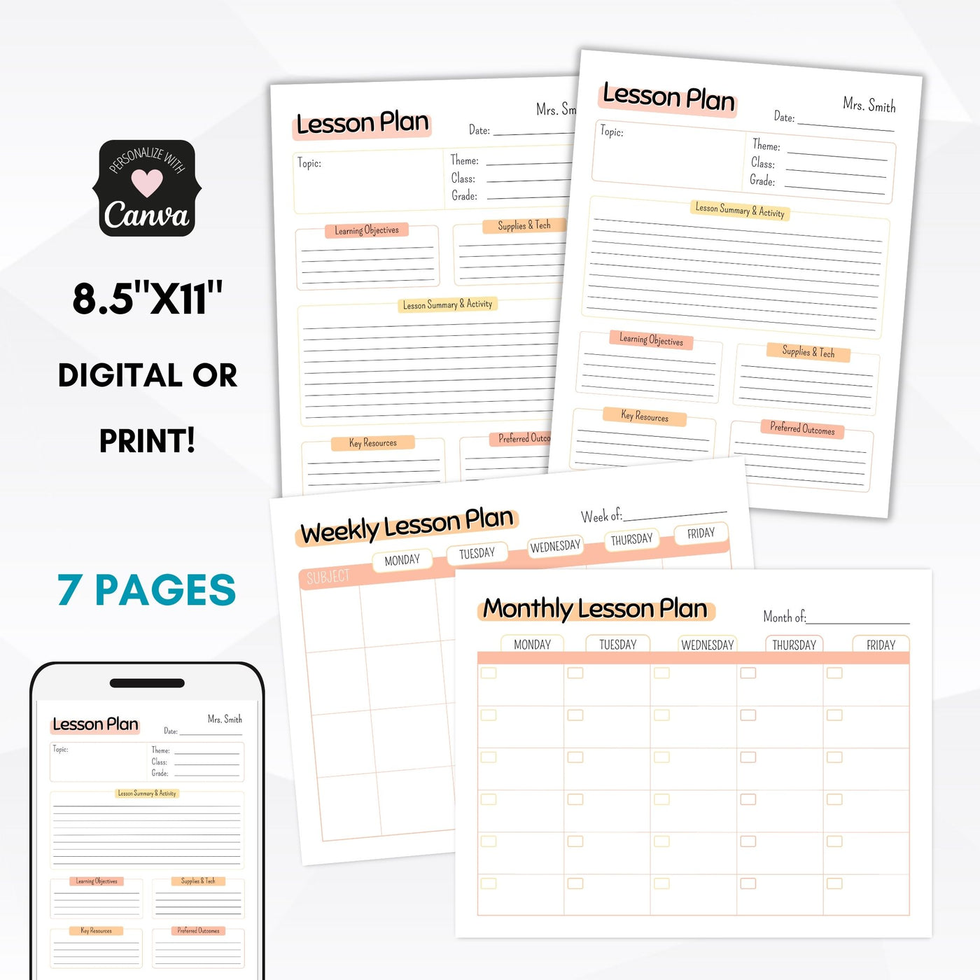 Editable Lesson Plan Template Bundle - Simple Desert Designs