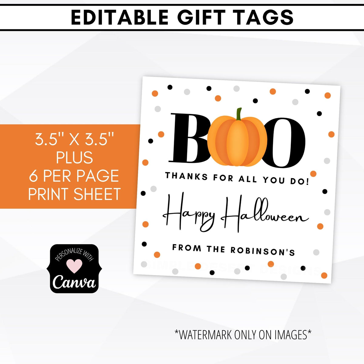 Editable Cute Halloween Gift Tags - Simple Desert Designs