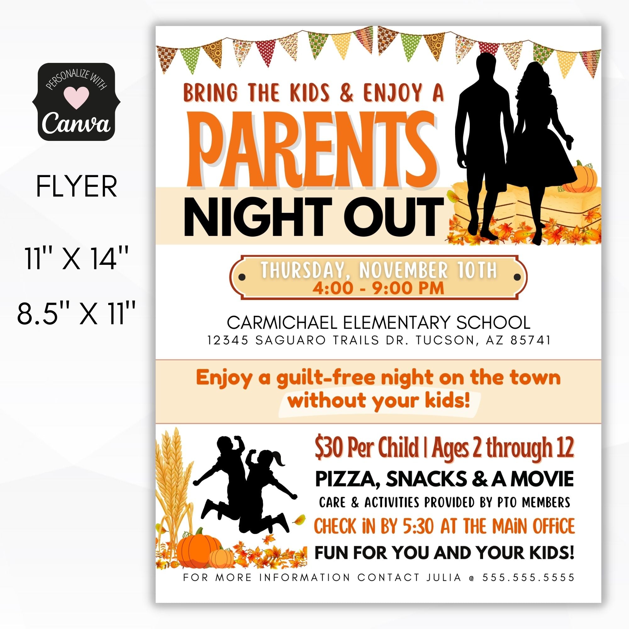 Fall Parent Night Out Flyer – Simple Desert Designs