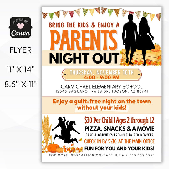 Fall Parent Night Out Flyer – Simple Desert Designs