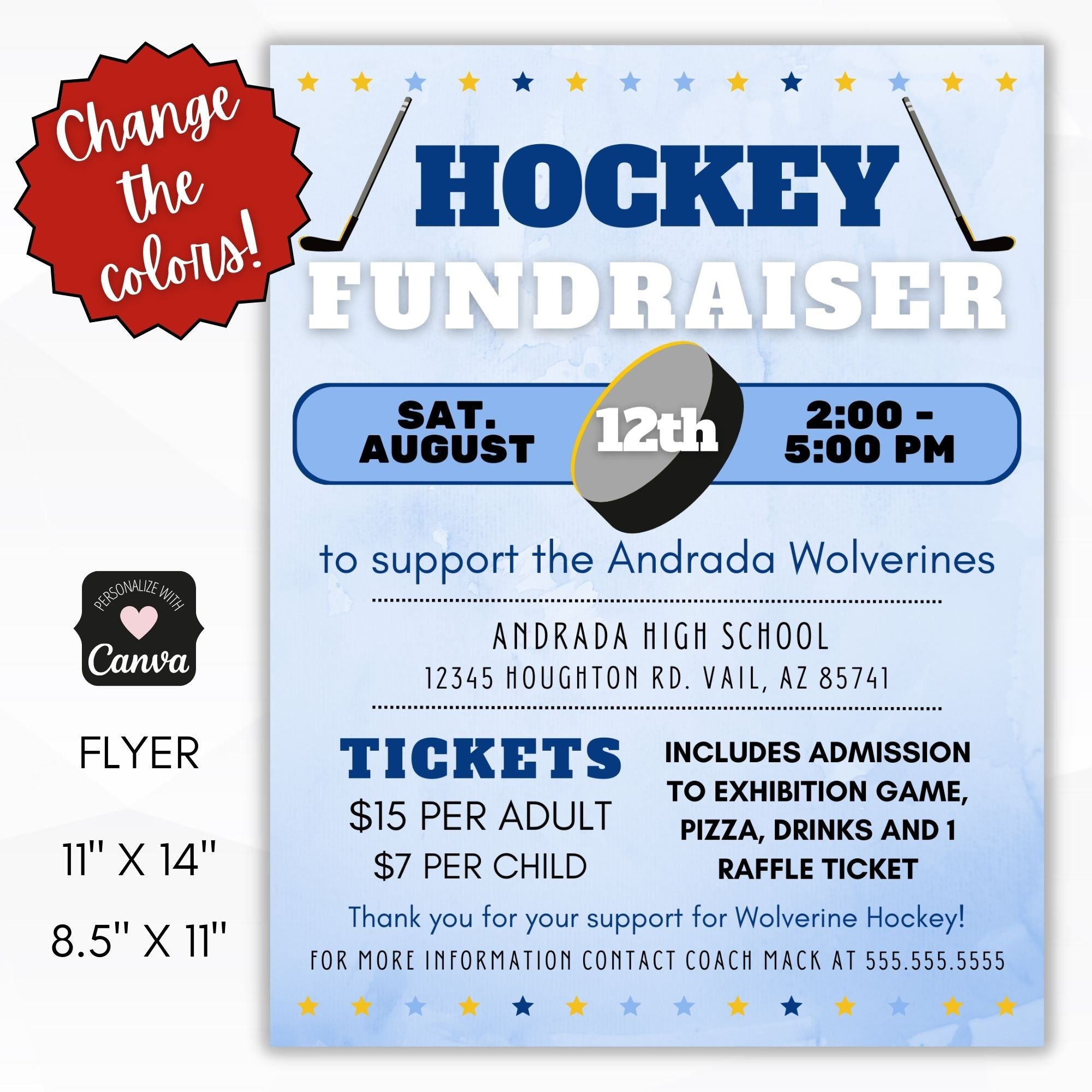Hockey Fundraising Flyer Team Colors – Simple Desert Designs