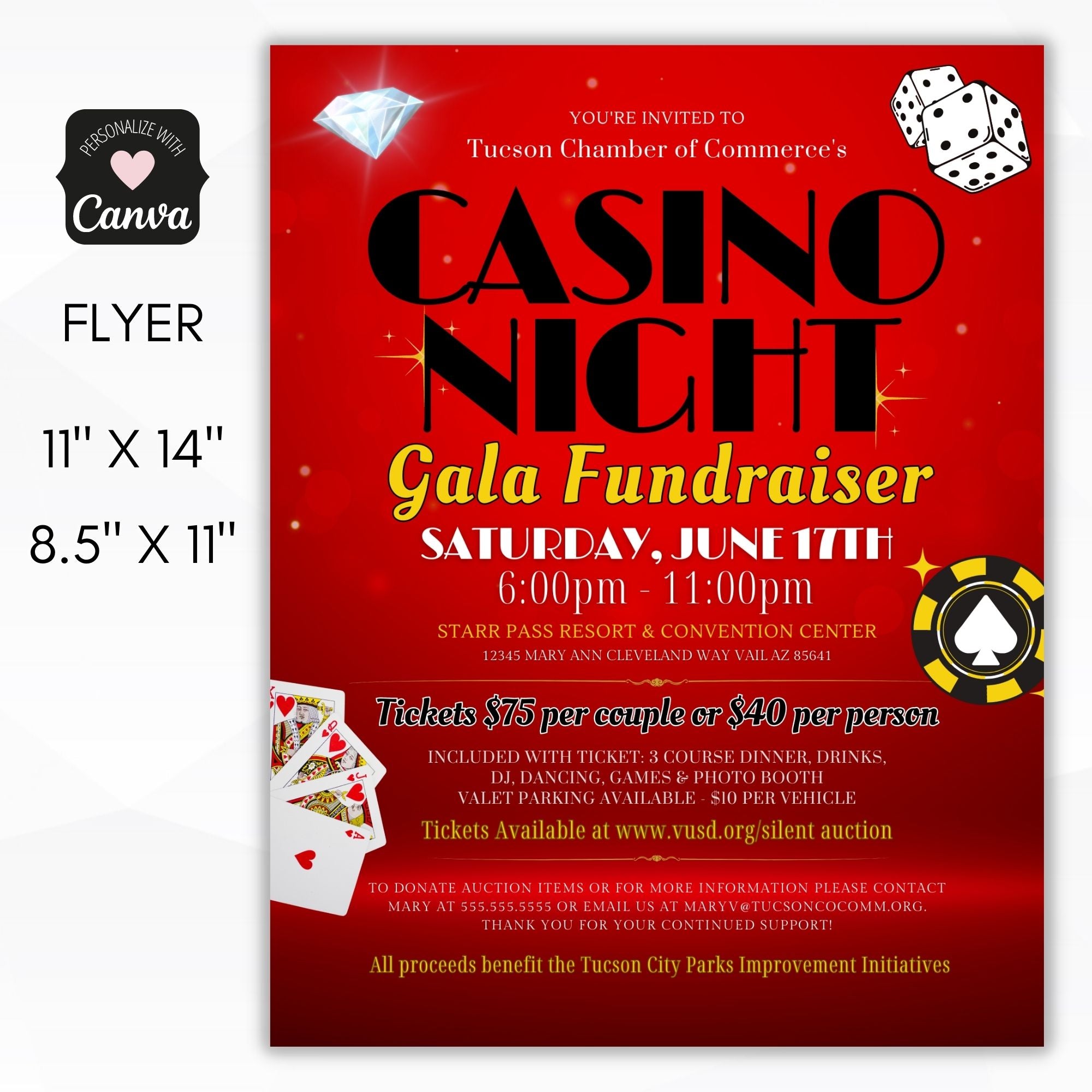 Casino Night Fundraiser Event Flyer – Simple Desert Designs