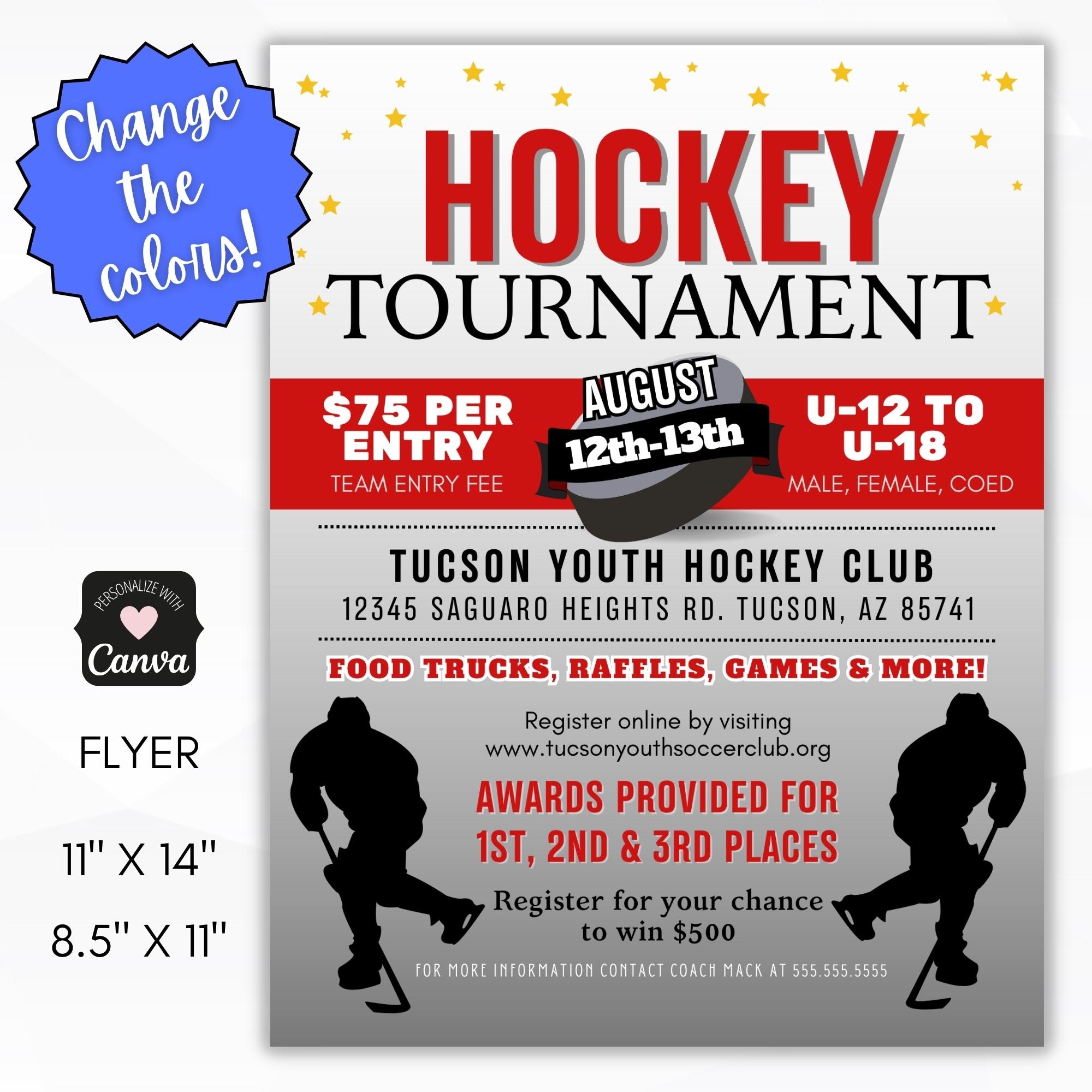 Hockey Tournament Flyer Customizable – Simple Desert Designs
