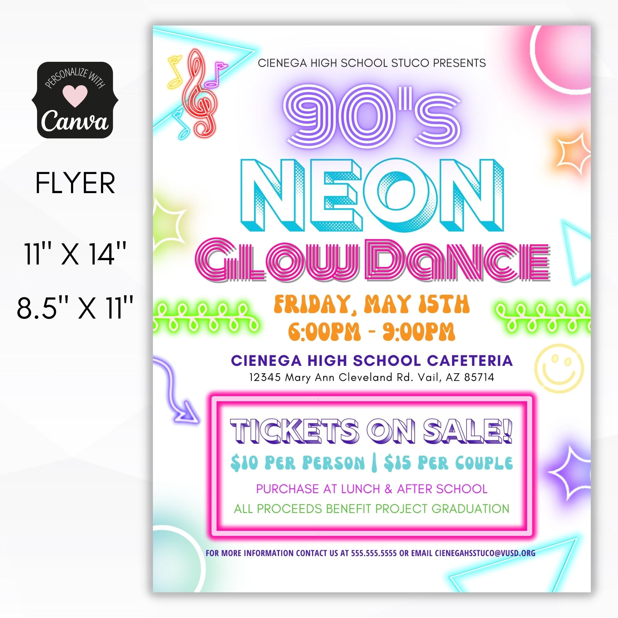 Neon Decades Dance Flyer – Simple Desert Designs