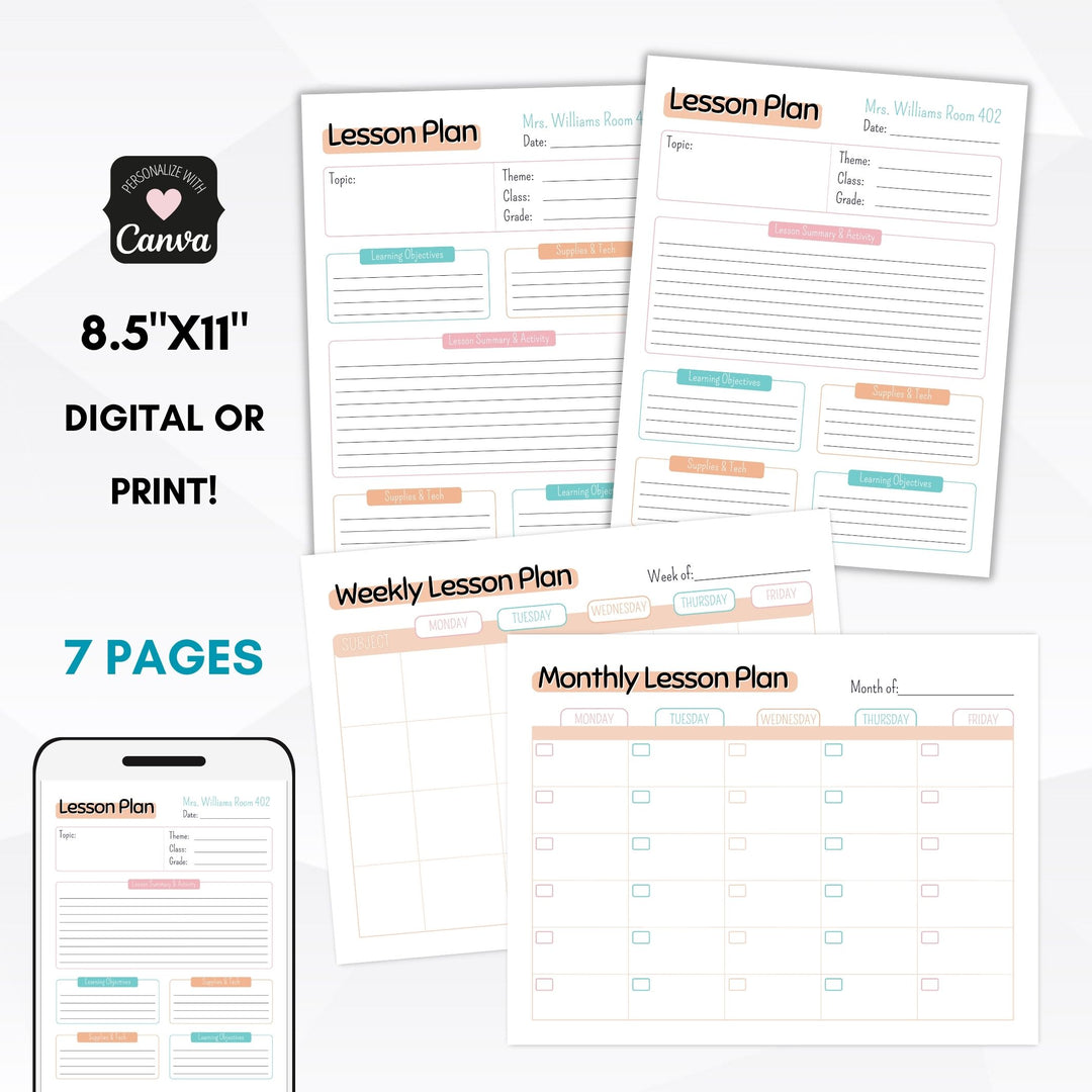 Simple Lesson Plan Templates | Simple Desert Designs