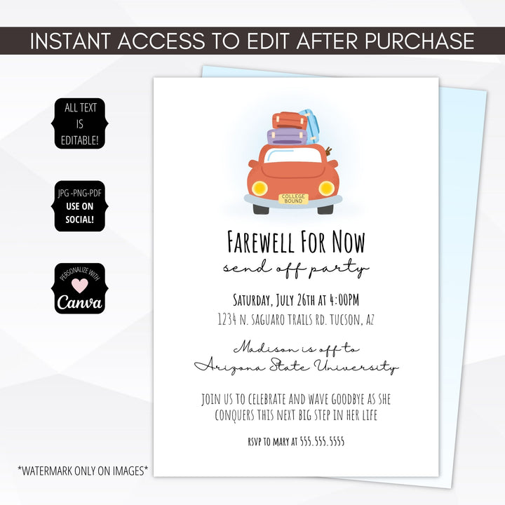 Leaving for College Party Invitation – Simple Desert Designs