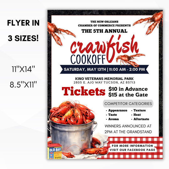 Crawfish Boil Flyer Poster Ticket Bundle | Simple Desert Designs