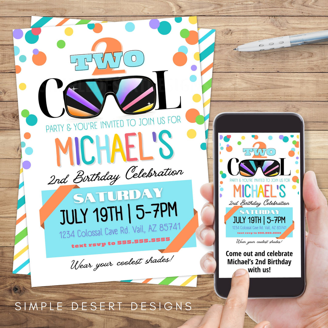 2nd Birthday Party Invitation | Simple Desert Designs