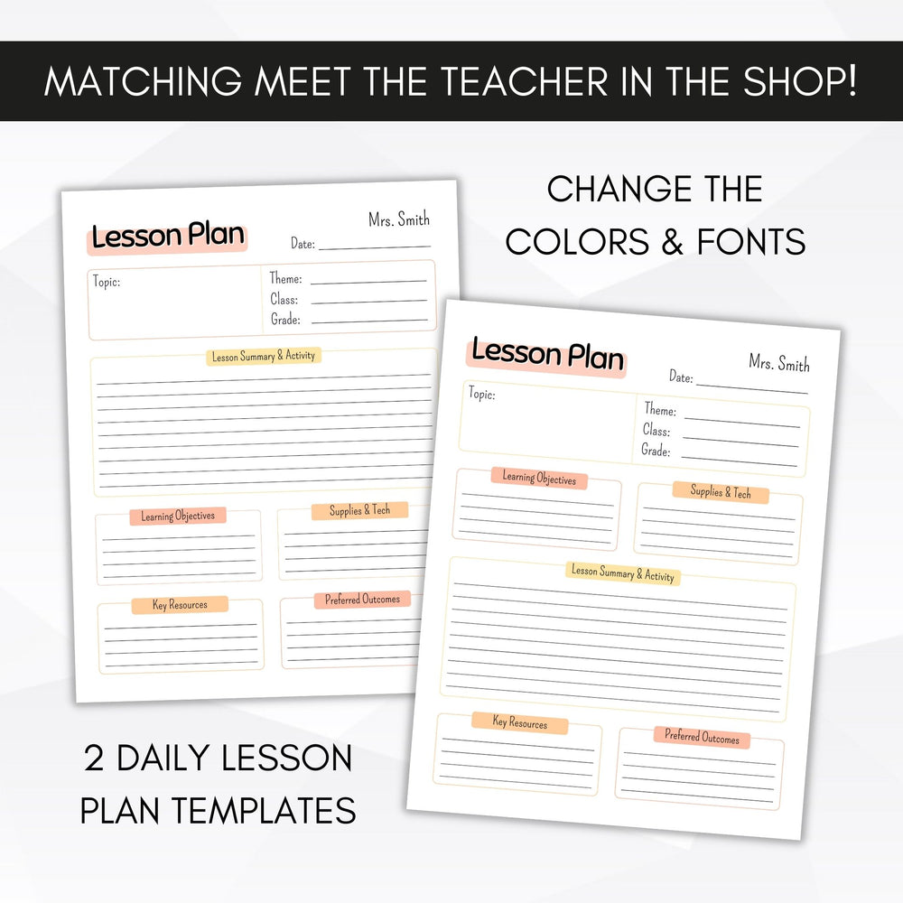 Editable Lesson Plan Template Bundle - Simple Desert Designs