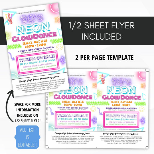 Neon Decades Dance Flyer Bundle | Simple Desert Designs