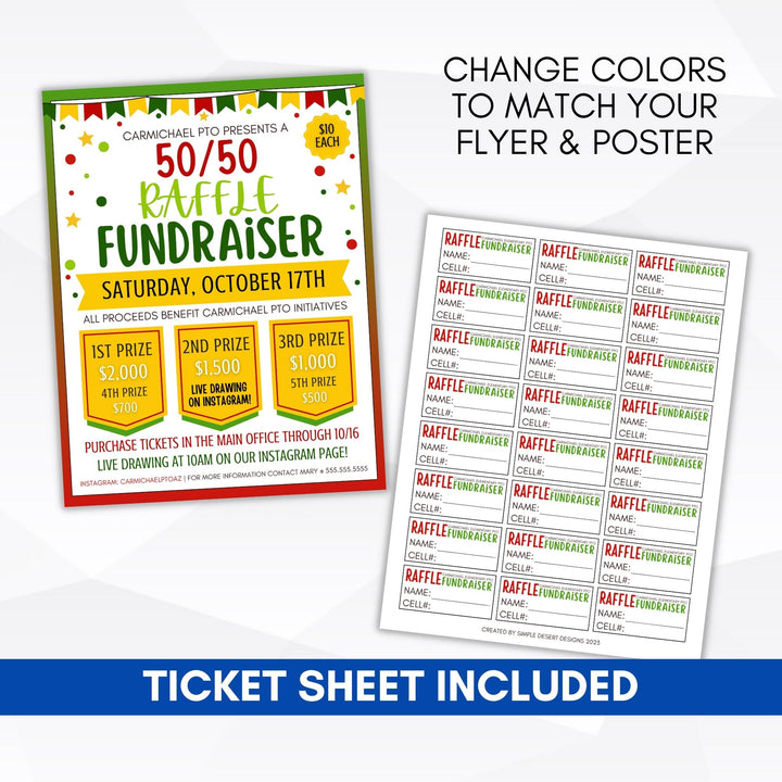 50 50 Raffle Flyer Set | Simple Desert Designs