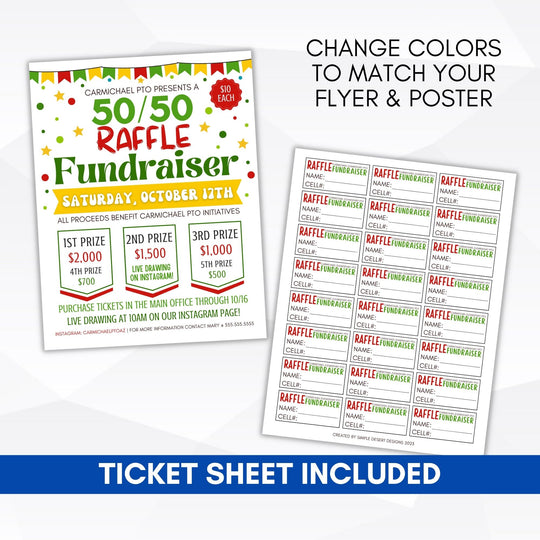 50 50 Raffle Flyer Template – Simple Desert Designs