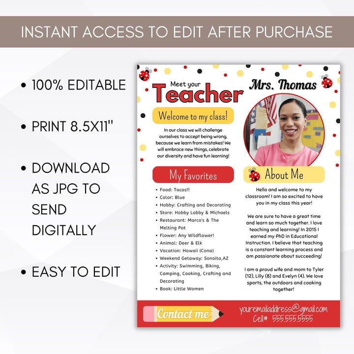 Ladybug Meet the Teacher Flyer – Simple Desert Designs