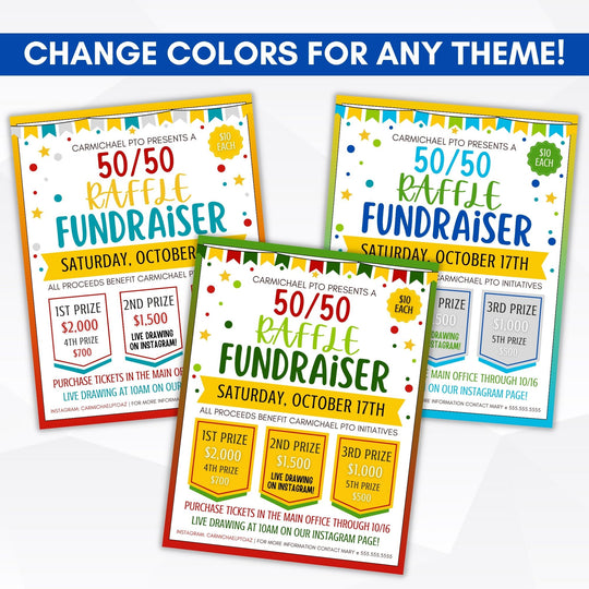 50 50 Raffle Flyer Set | Simple Desert Designs