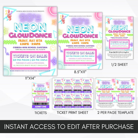 Neon Decades Dance Flyer Bundle | Simple Desert Designs