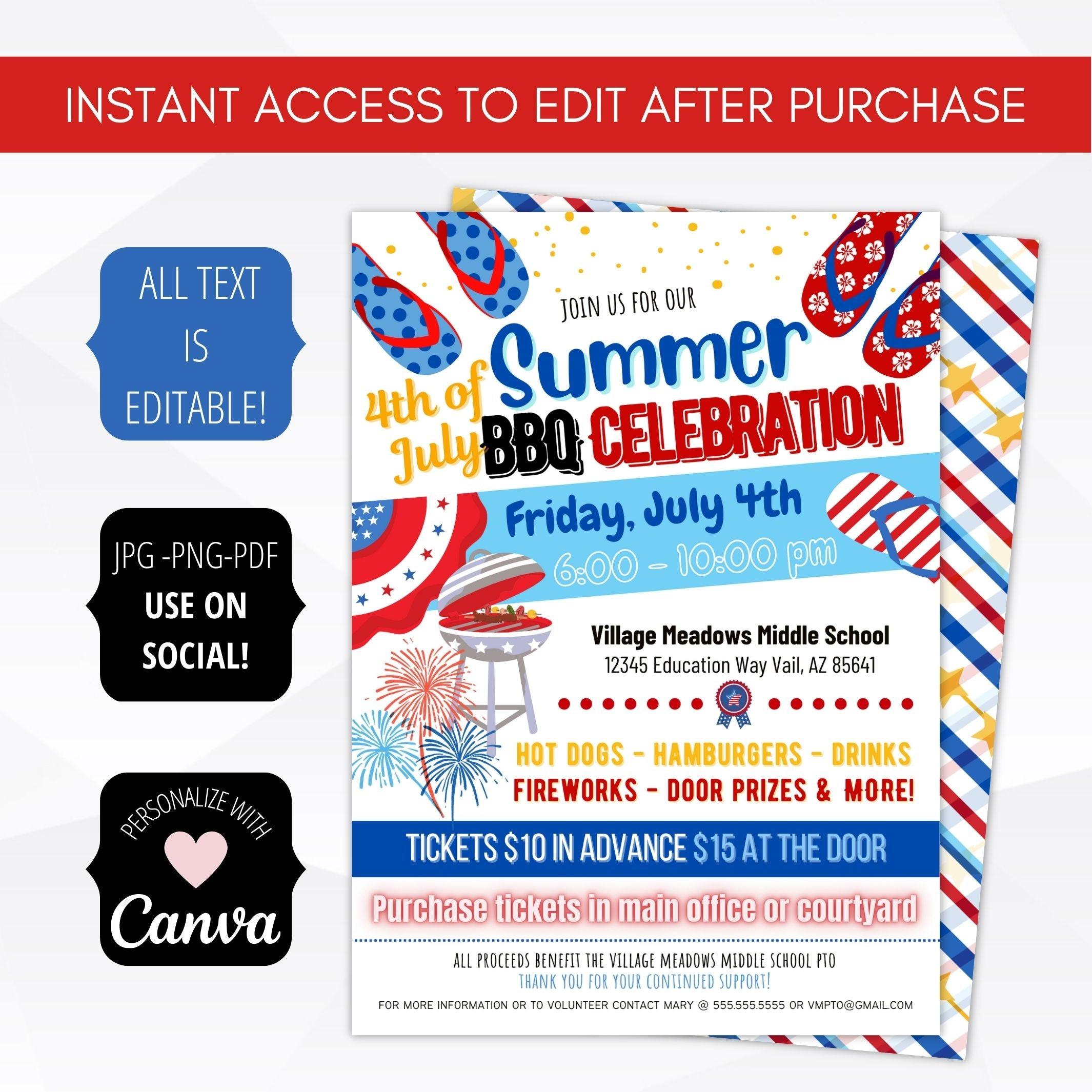 4th Of July Bbq Invitation Template