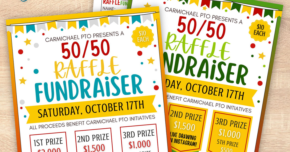 50 50 Raffle Flyer Set | Simple Desert Designs