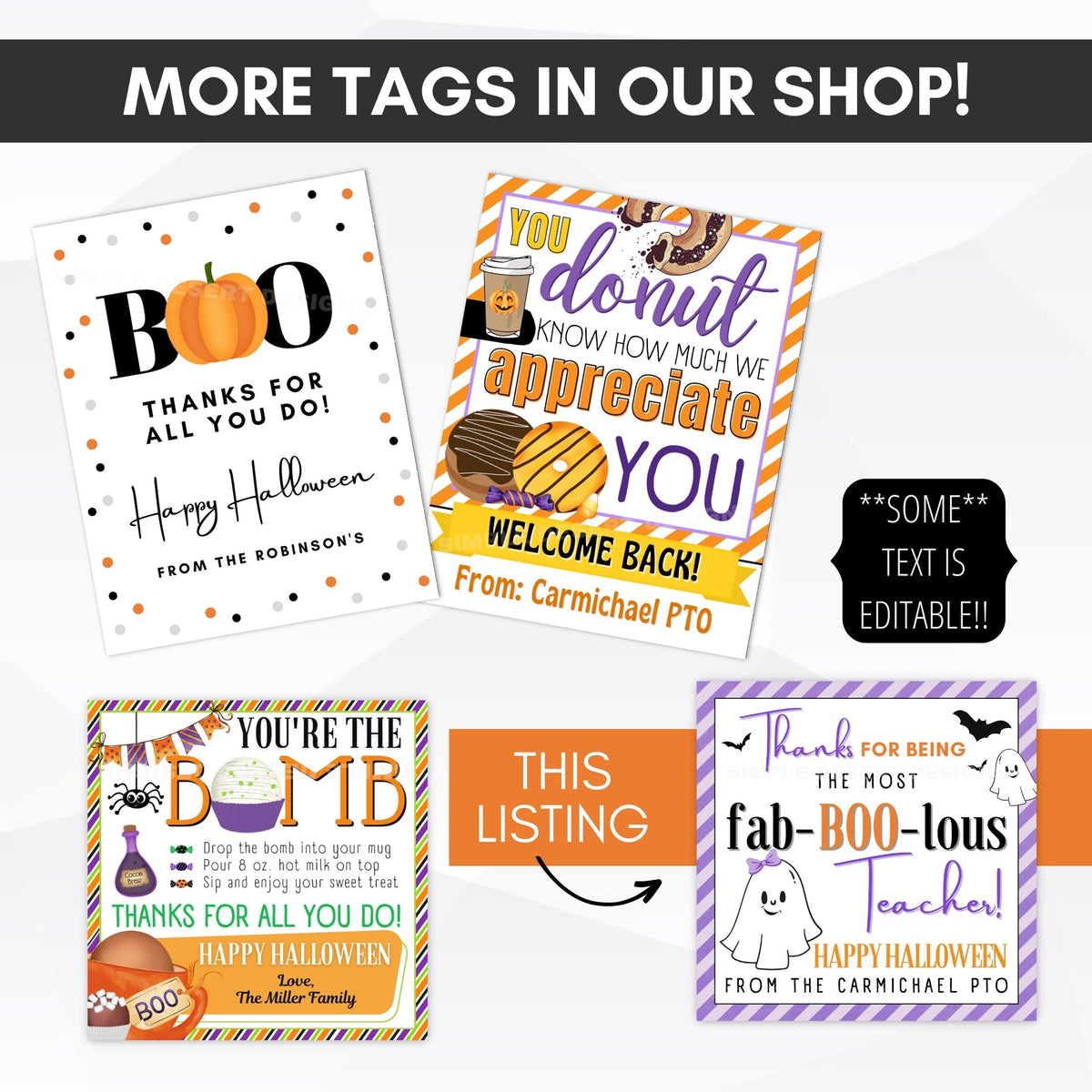 Editable Cute Halloween Gift Tags for Teachers - Simple Desert Designs