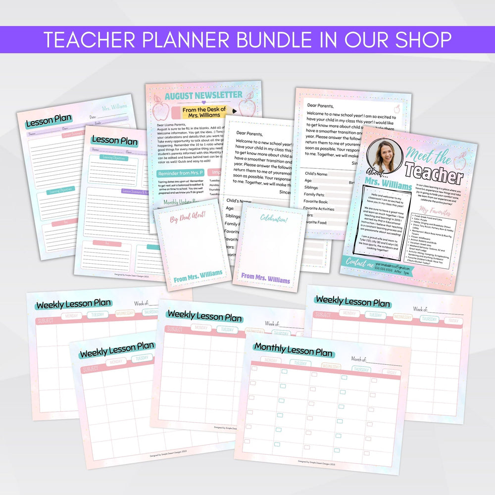 Editable Lesson Plan Templates for Teachers - Simple Desert Designs