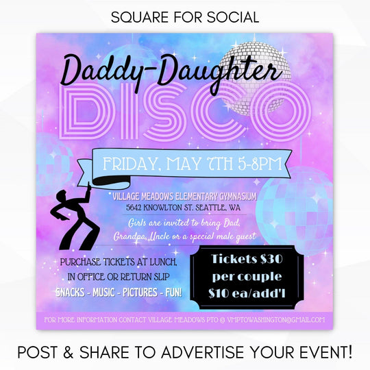 70's Disco Themed Dance Flyer Sign Ticket Bundle | Simple Desert Designs