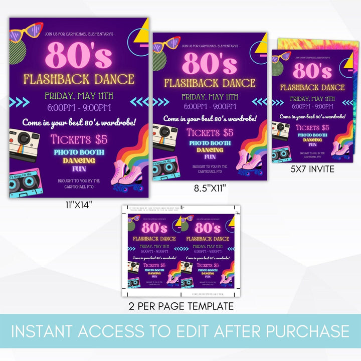 80's Retro Themed Dance Party Invite Bundle | Simple Desert Designs