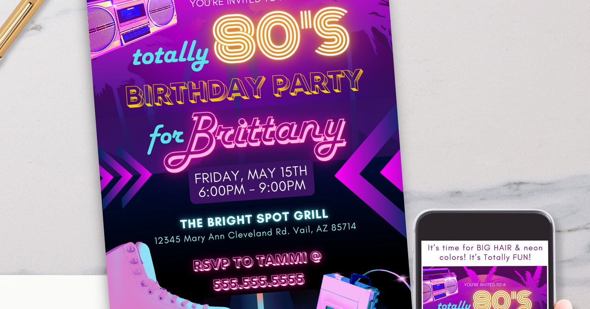 80s theme party invite