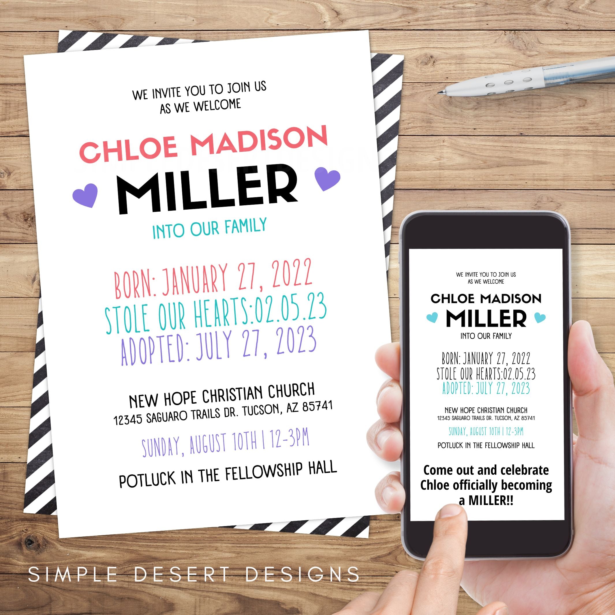 Adoption Party Invitation – Simple Desert Designs
