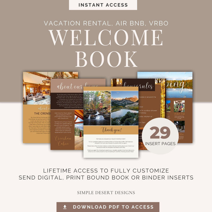 Airbnb Welcome Book Template Cabin | Simple Desert Designs