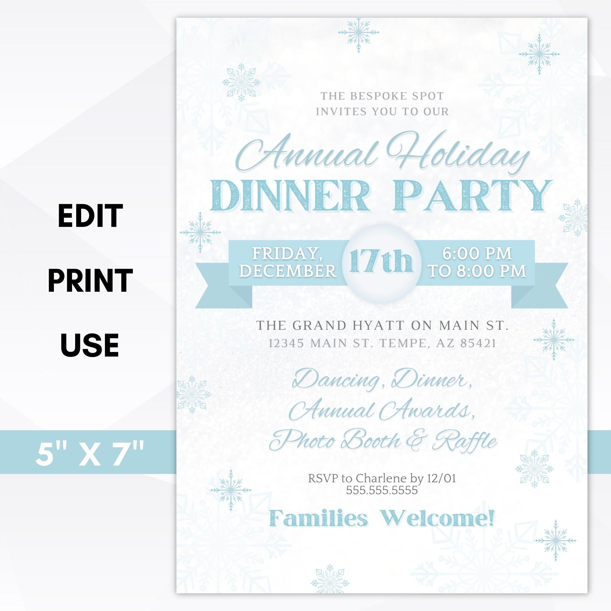 Annual Holiday Dinner Invitation – Simple Desert Designs