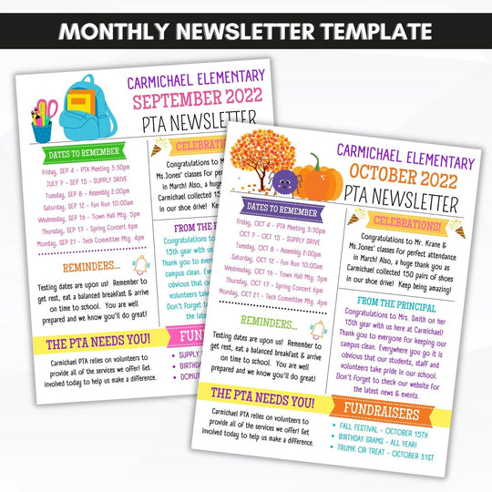 Annual PTO PTA Newsletter Flyers Bundle – Simple Desert Designs