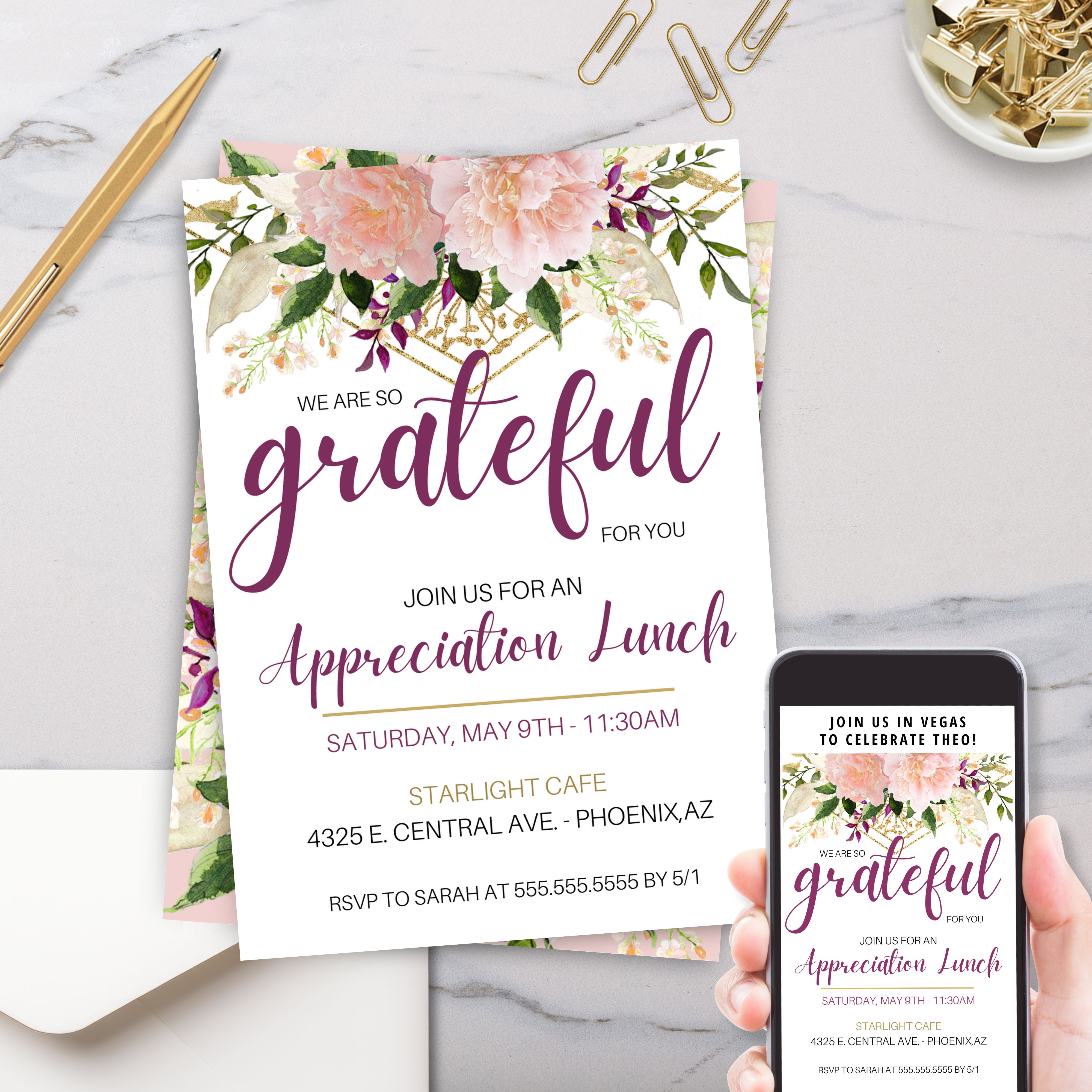 Appreciation Luncheon Party Invitation – Simple Desert Designs