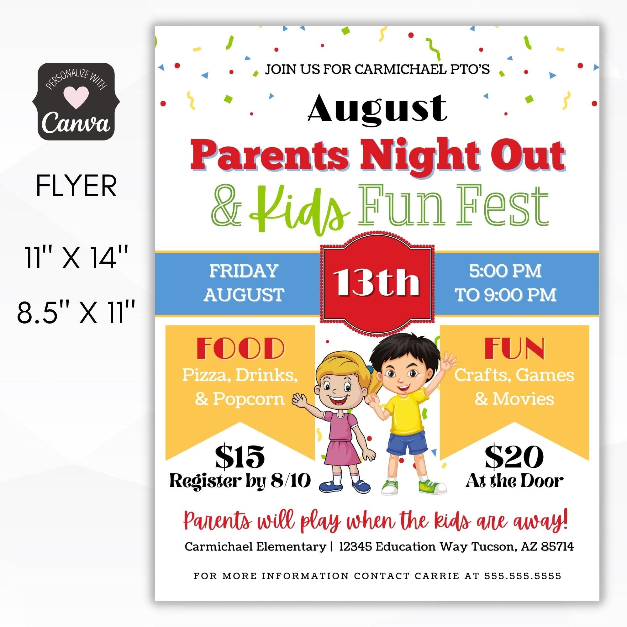 August Parents Night Out Flyer Set – Simple Desert Designs