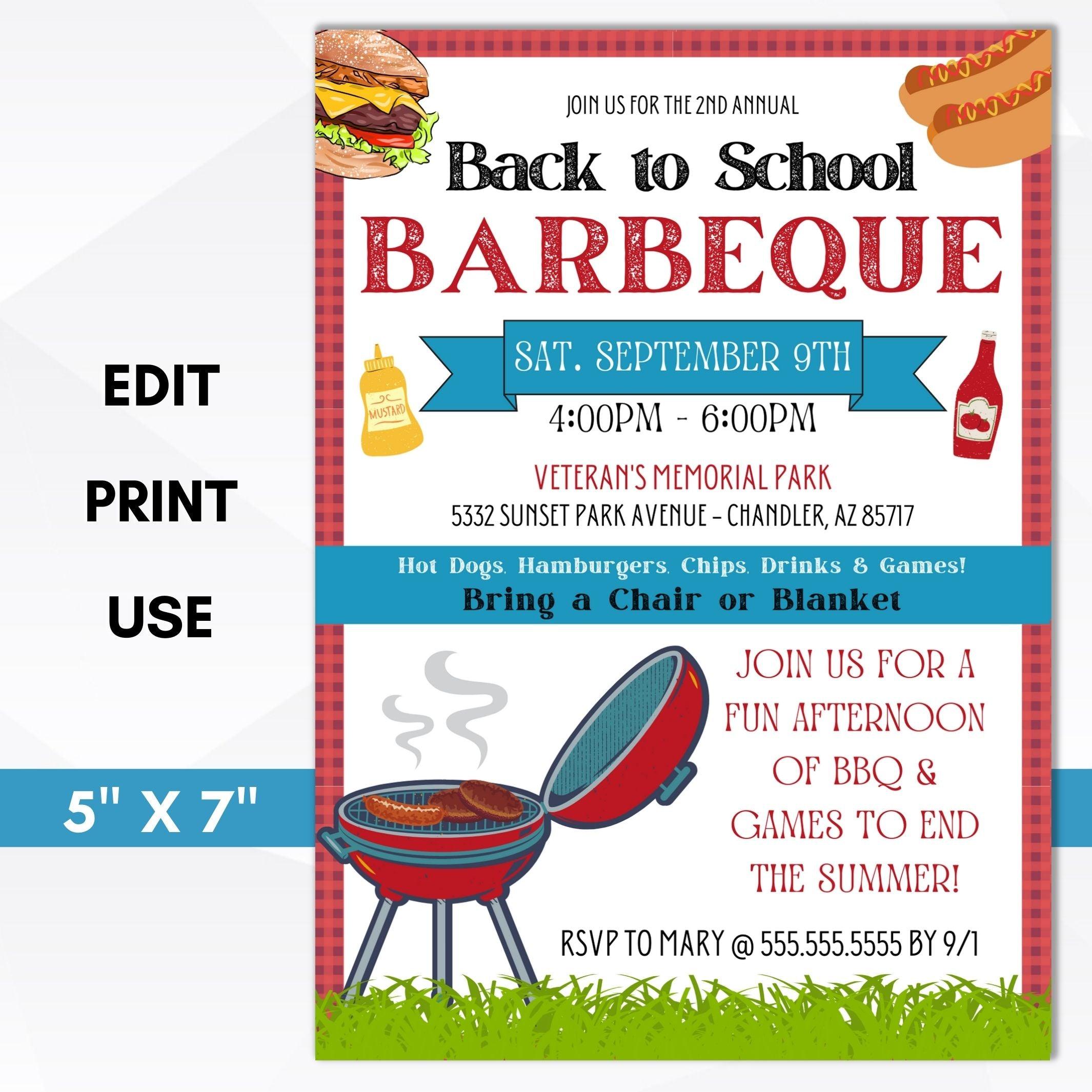Back to School BBQ Party Invitation – Simple Desert Designs