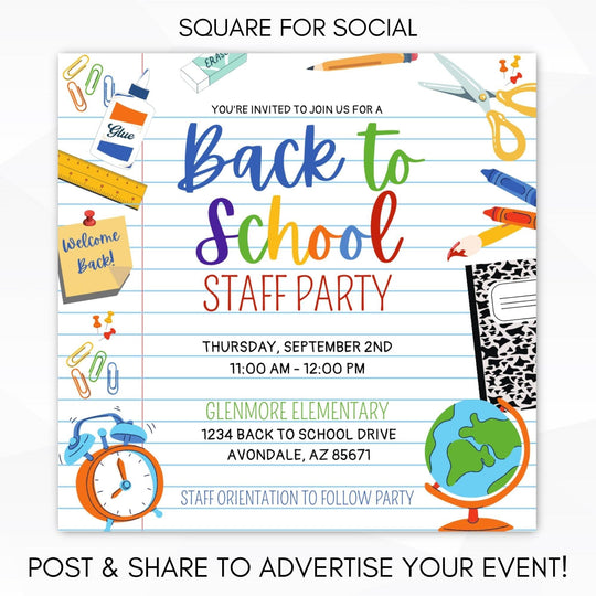 Back to School Party Invite Flyer Set | Simple Desert Designs