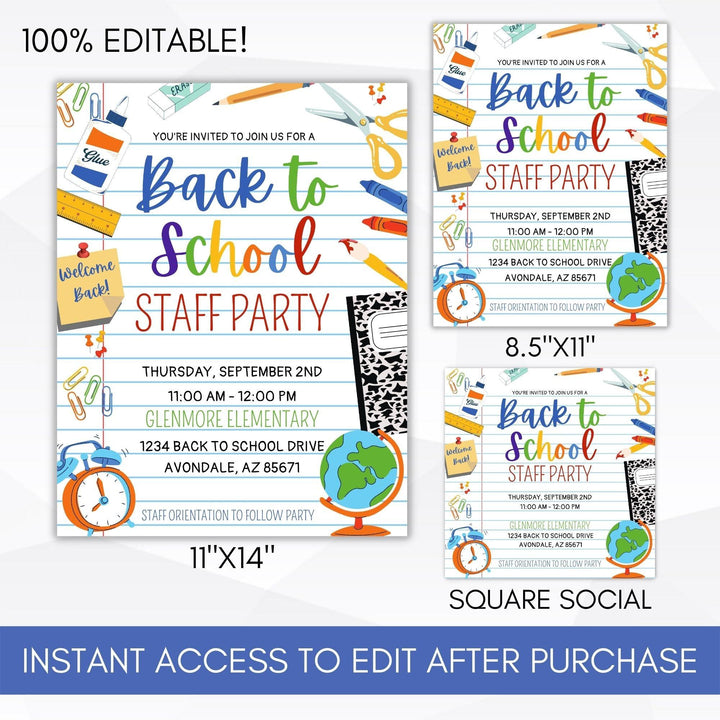 Back to School Party Invite Flyer Set | Simple Desert Designs