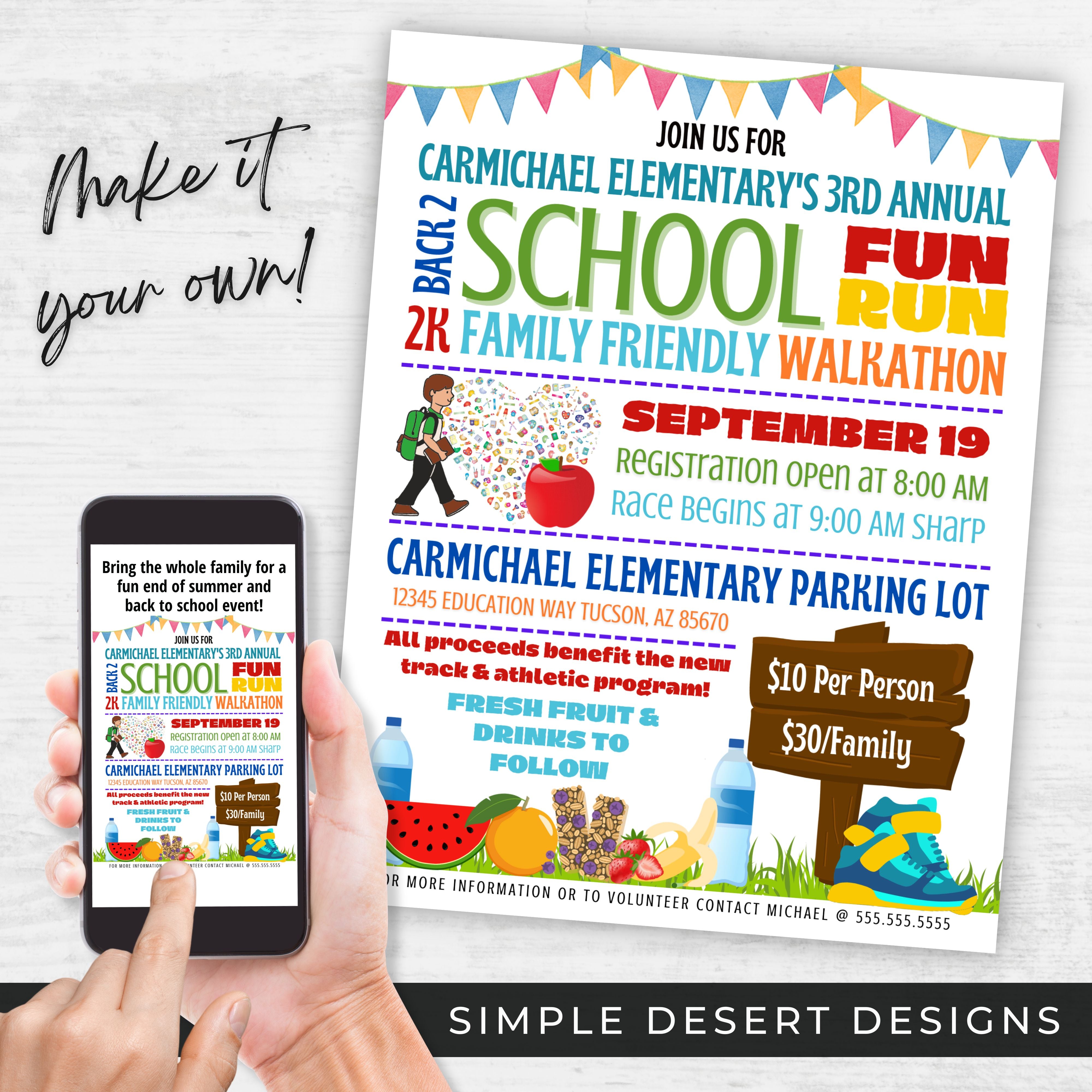 Back to School Walkathon Fundraiser Flyer – Simple Desert Designs