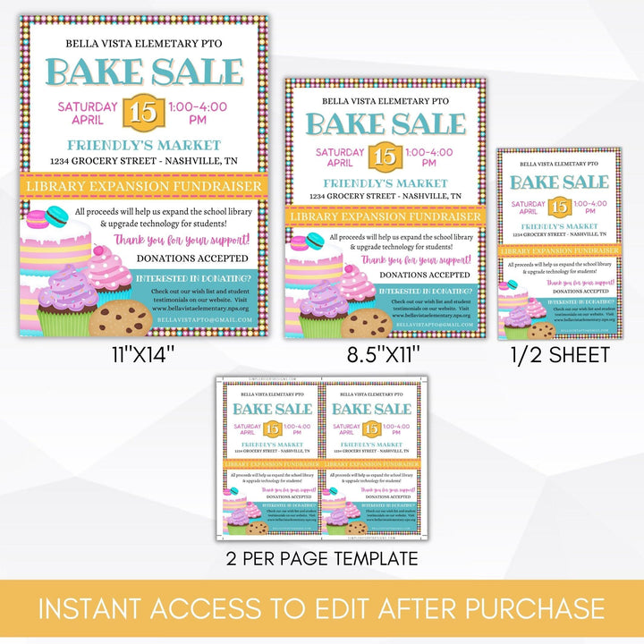 Editable Bake Sale Fundraiser Flyer Set – Simple Desert Designs