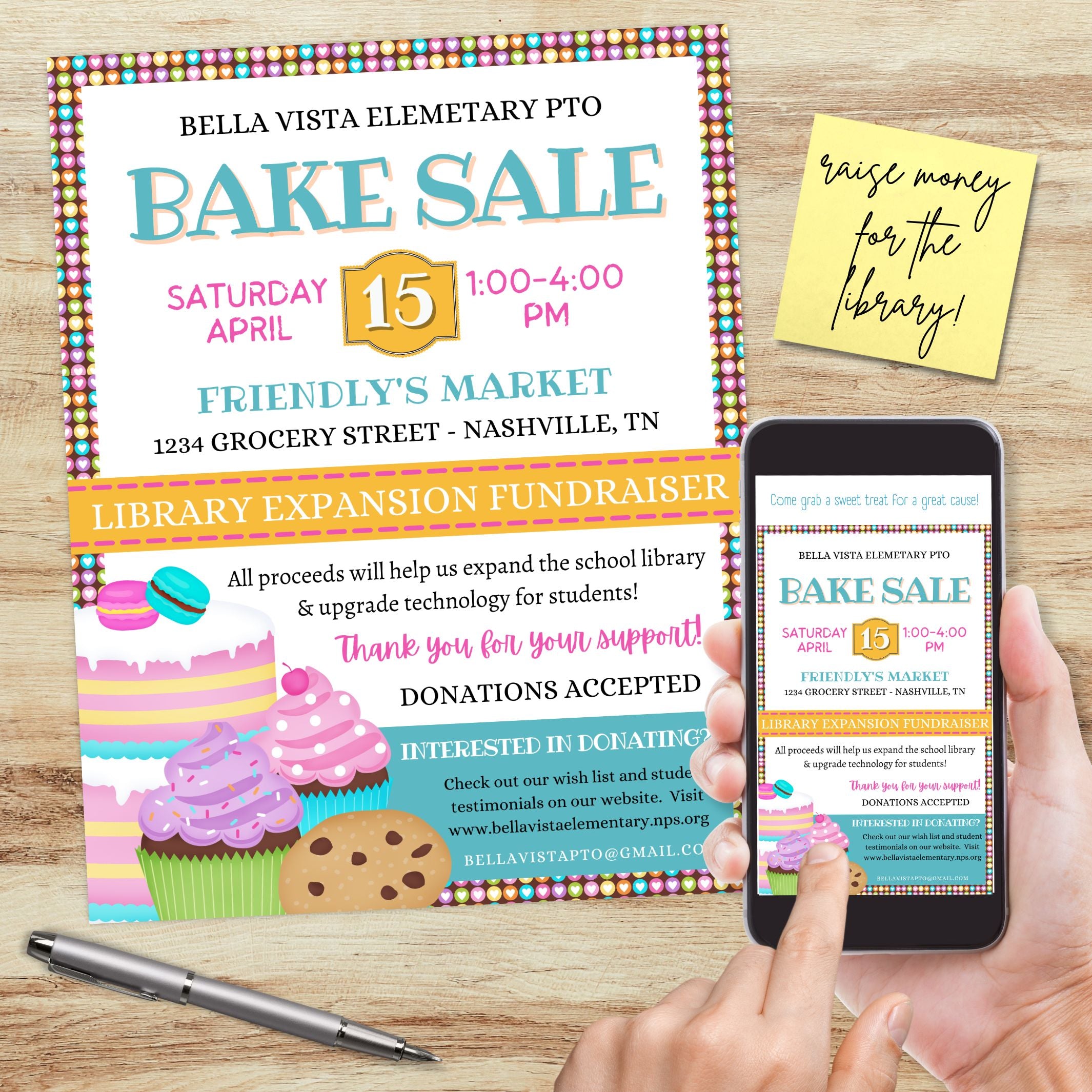 Editable Bake Sale Fundraiser Flyer Set – Simple Desert Designs
