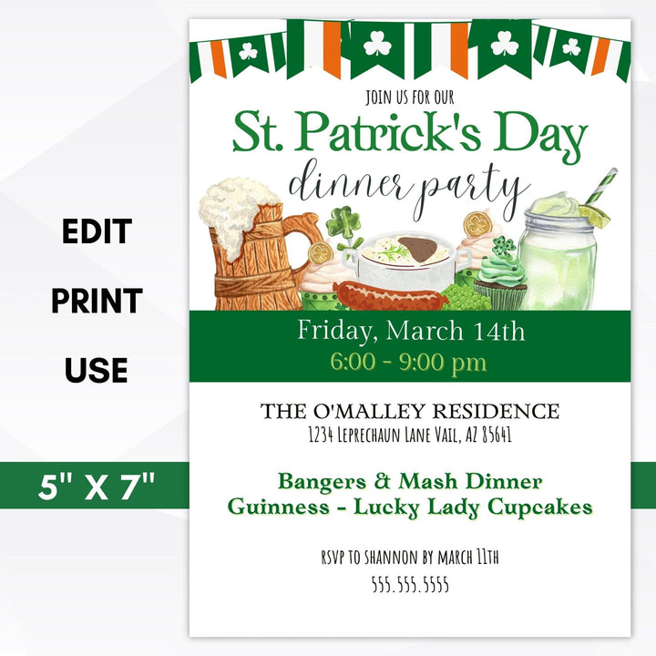 St Patricks Day Dinner Party Invite – Simple Desert Designs