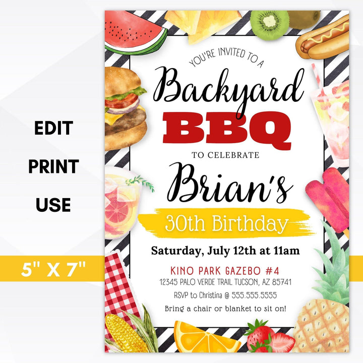 Barbeque Birthday Party Invitation – Simple Desert Designs